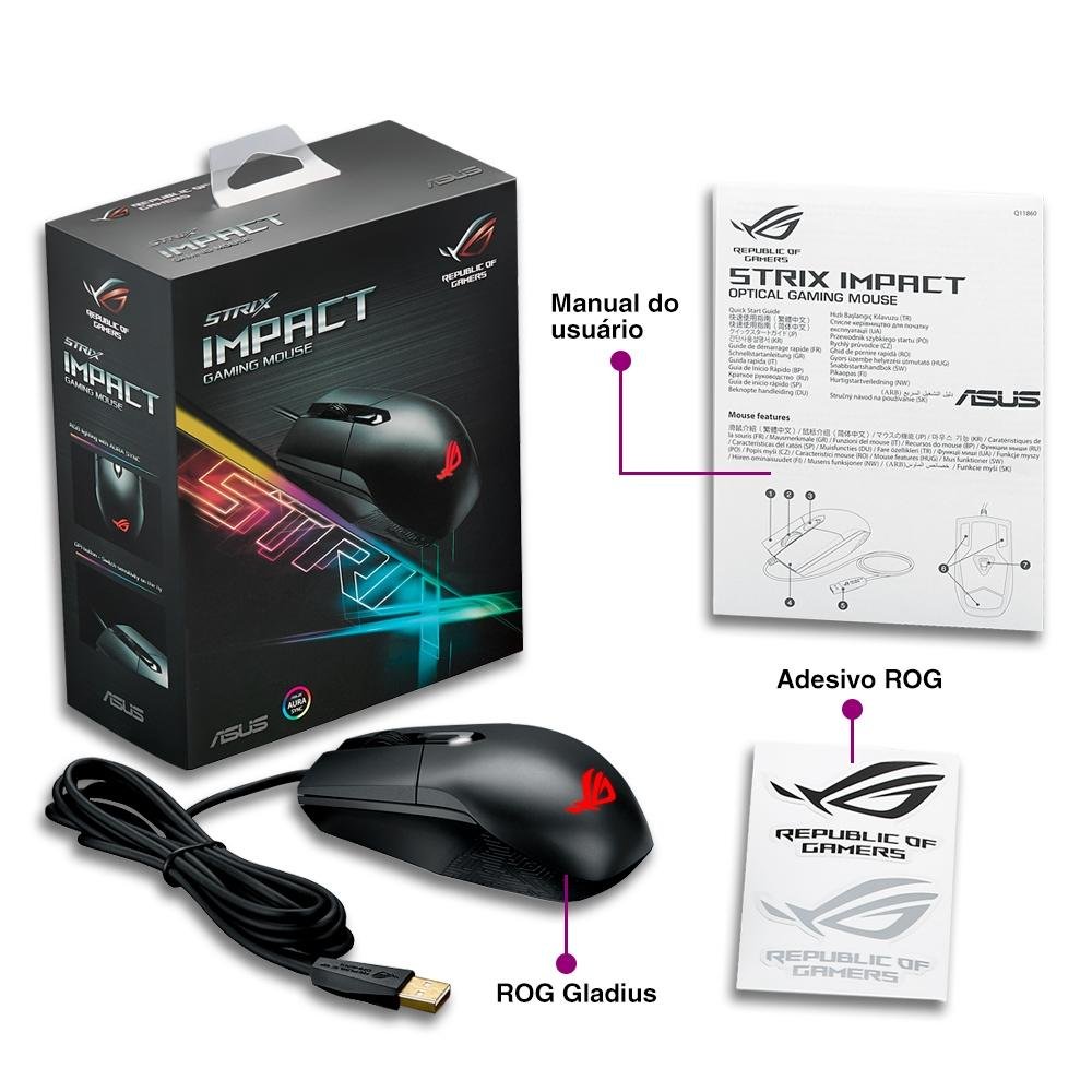 Mouse Gamer Asus ROG Strix Impact RGB 5000DPI