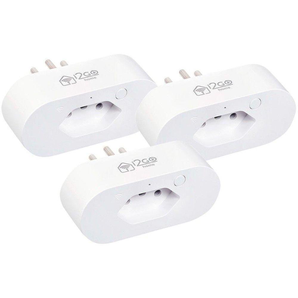 Kit - Tomada Inteligente Wi-Fi, 10A, 3 Unidades, I2GO | KaBuM!