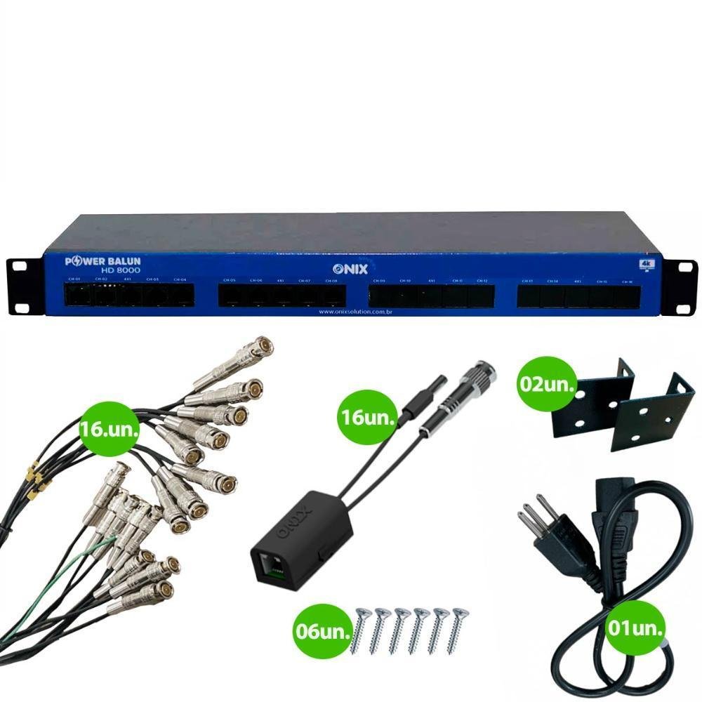 Rack Power Balun Hd 8000 4k 16 Ch Alimentaço