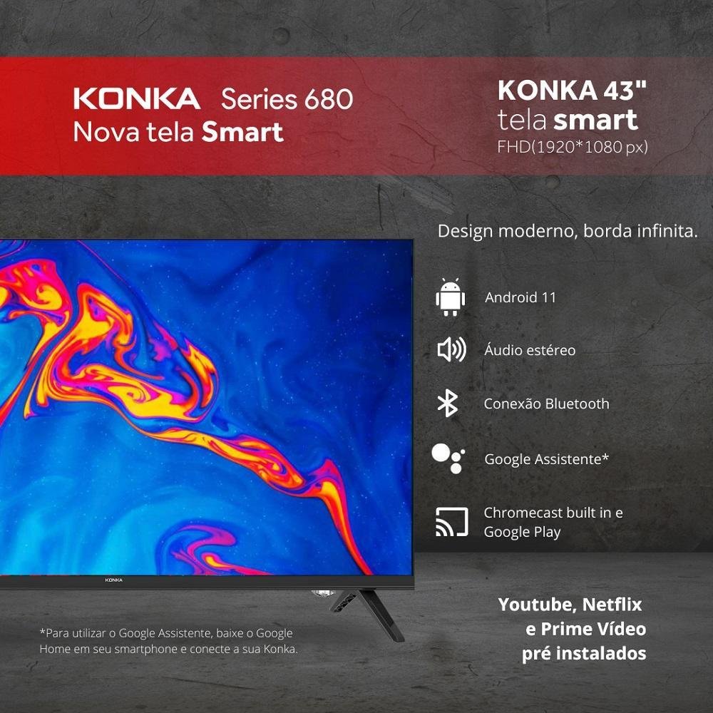 Smart Tv Led Konka 43 Full HD Design Sem Bordas