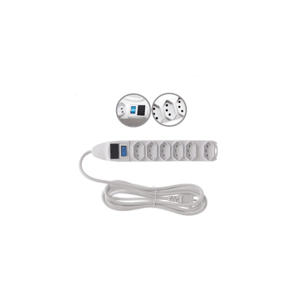 Extensao Eletrica Regua, 6 Tomadas, Filtro Linha, Fusivel 1,5m | KaBuM!