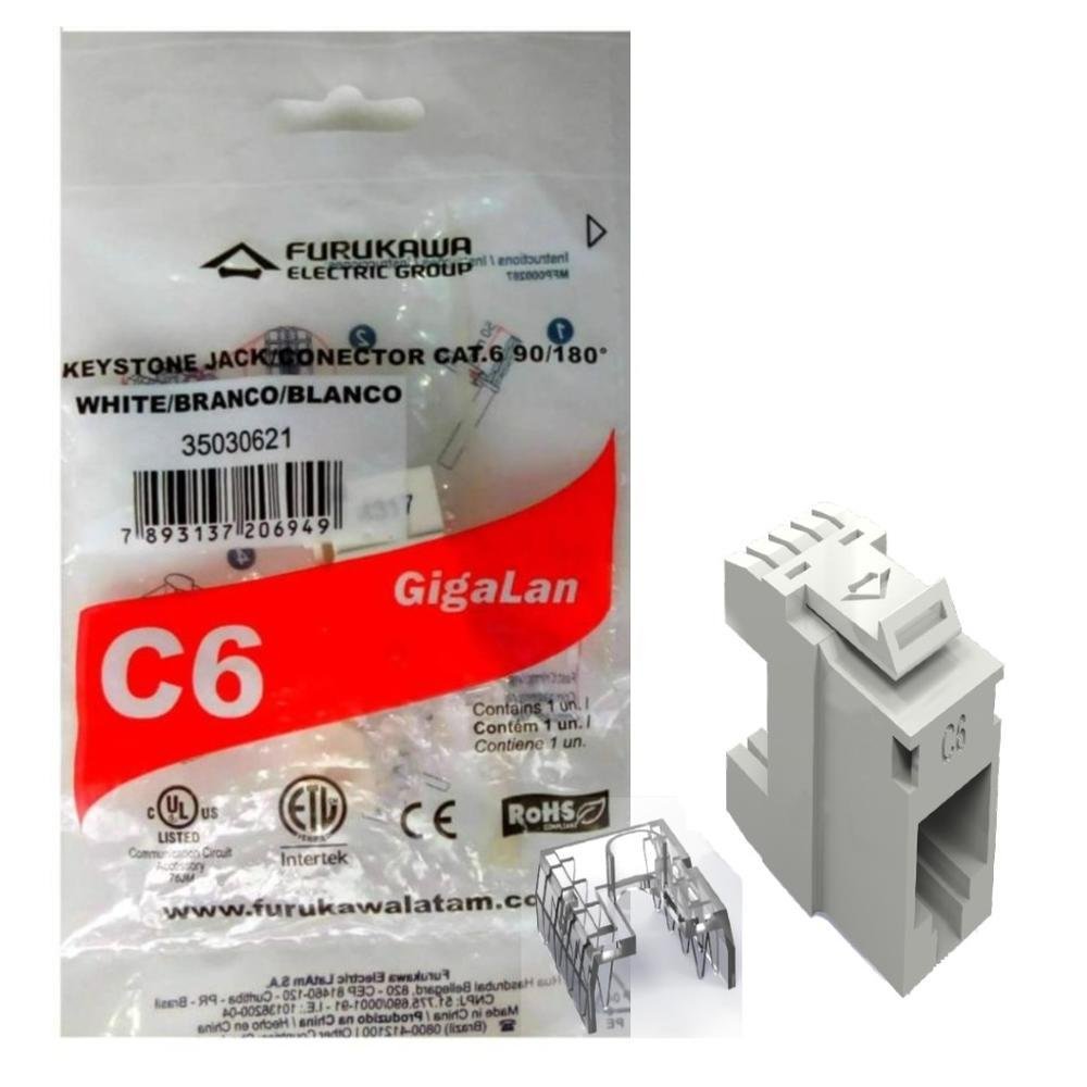 Conector Keystone CAT6 Fêmea Furukawa RJ45 KaBuM